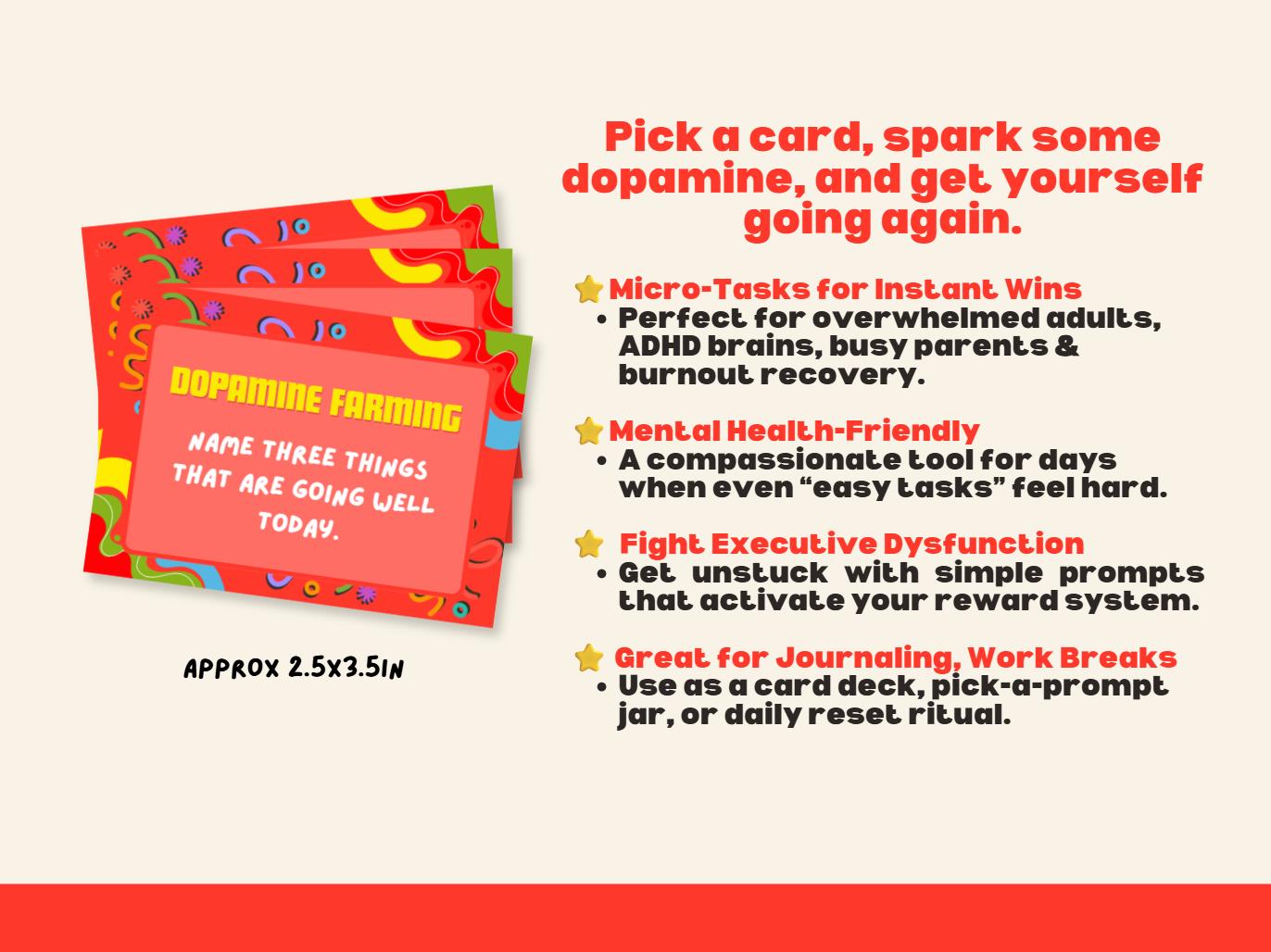 Dopamine Farming Deck Cards Fun ADHD Reset Cards Self-care Coping ...