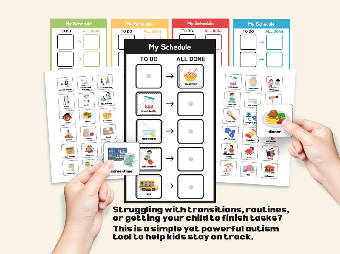 Visual Schedule With Activity Icons - 5 Routine Slots - Autism ADHD ...