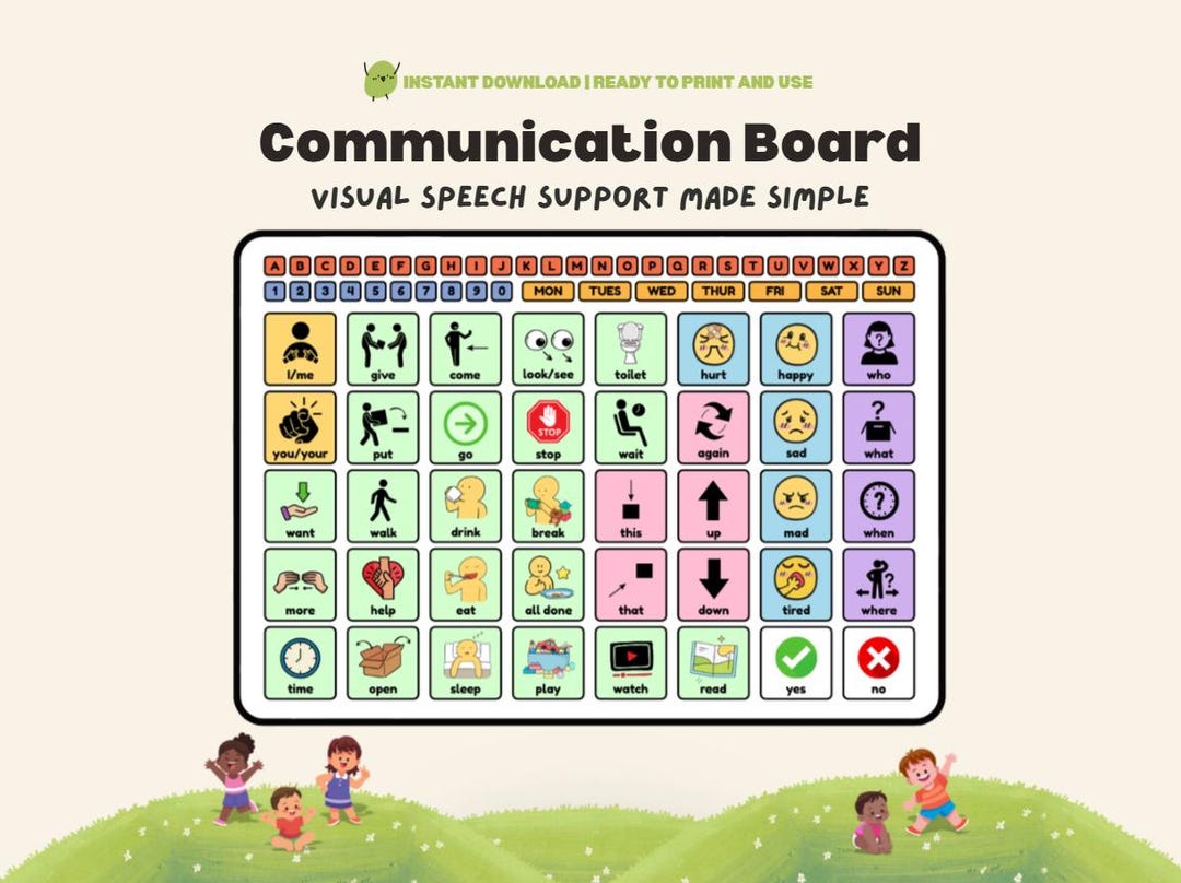 Communication Board Core Words AAC Visuals Speech Therapy Support for ...