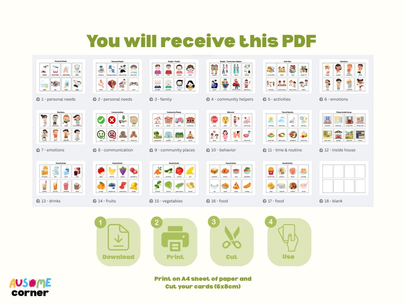 Basic Pecs Picture Communication Cards Autism Communication Nonverbal ...