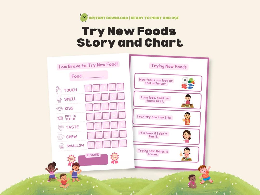 Trying New Foods Social Story & Reward Chart for Kids Autism ADHD ...