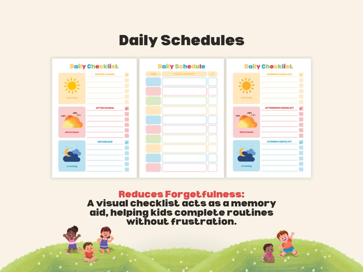 ADHD Kids Planner Monthly Calendar Weekly Schedule Daily Checklist ...