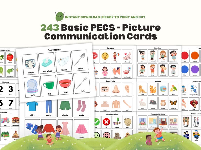 243 Basic Pecs Picture Communication Cards Autism Communication ...