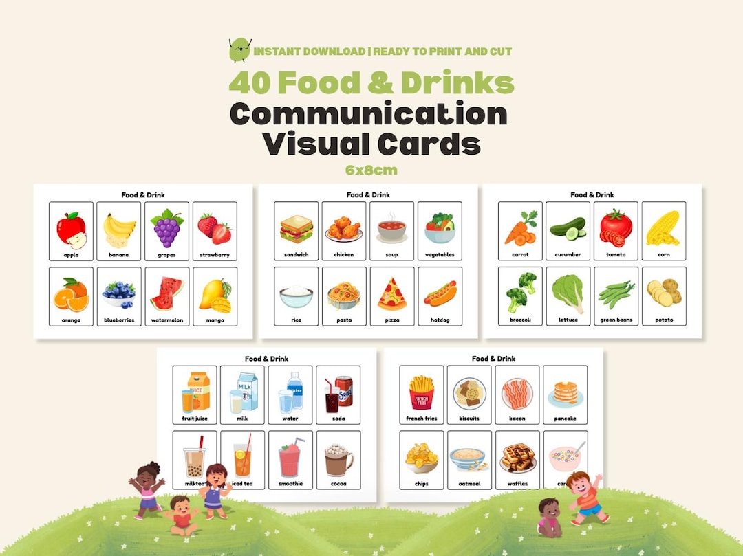 Food and Drink Communication Cards Autism Pecs Communication Icons ...