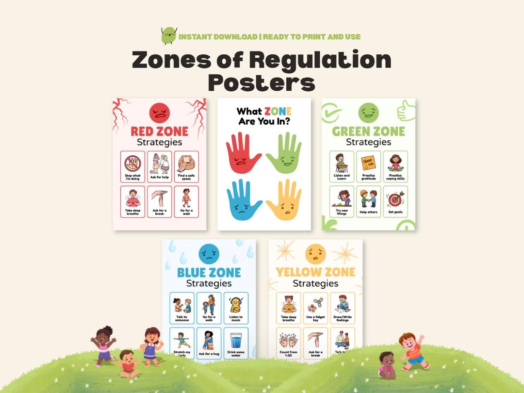 Zones of Regulation Posters Printable Calm Down Corner Visuals Bulletin ...
