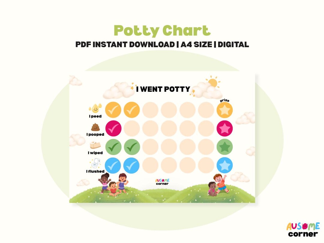 Toddler Potty Training Reward Chart, Sticker Tracker (printable PDF) - Etsy