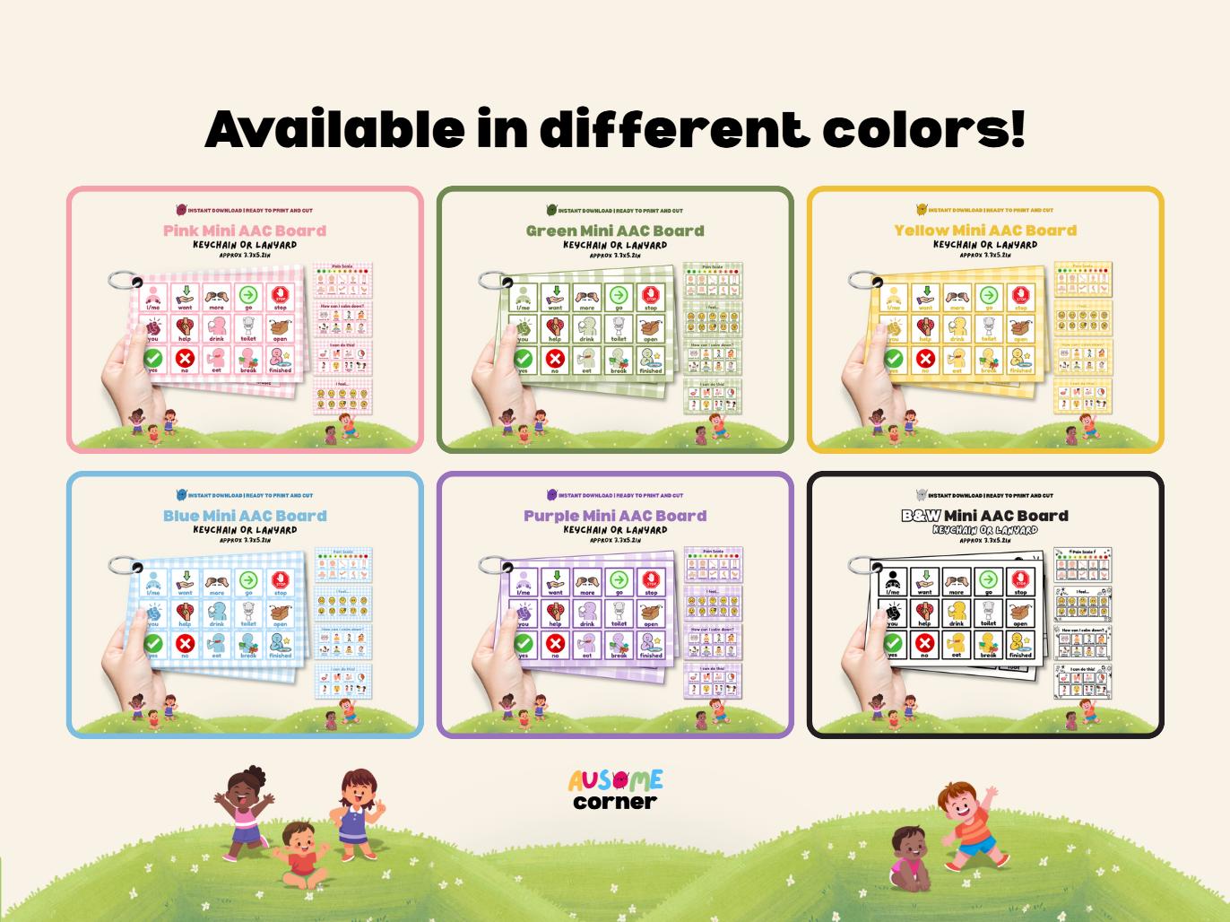 B&W Mini AAC Core Board Kids Travel Printable AAC Chart Autism Portable ...