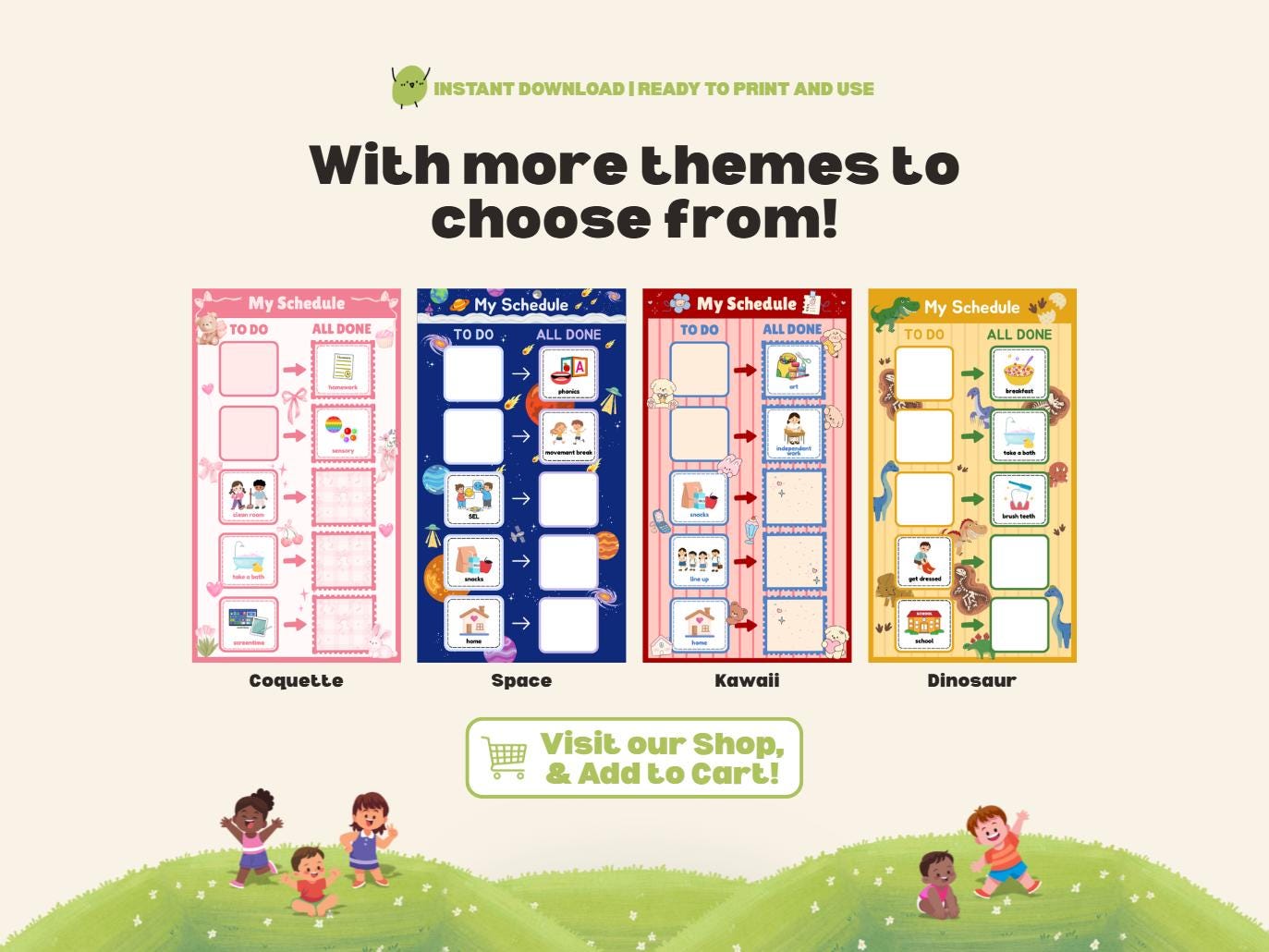 Kawaii Visual Schedule With Activity Icons - 5 Routine Slots - Autism ...