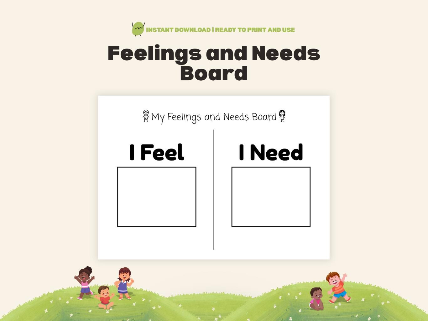 Feelings and Needs Chart Kids I Feel I Need Chart Preschool ...