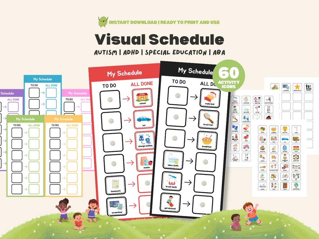 Visual Schedule With Activity Icons - 6 Routine Slots - Autism ADHD ...