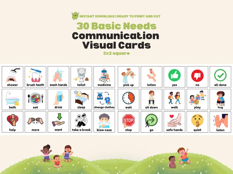 Basic Needs Communication Cards Autism Pecs Icons Communication Board ...