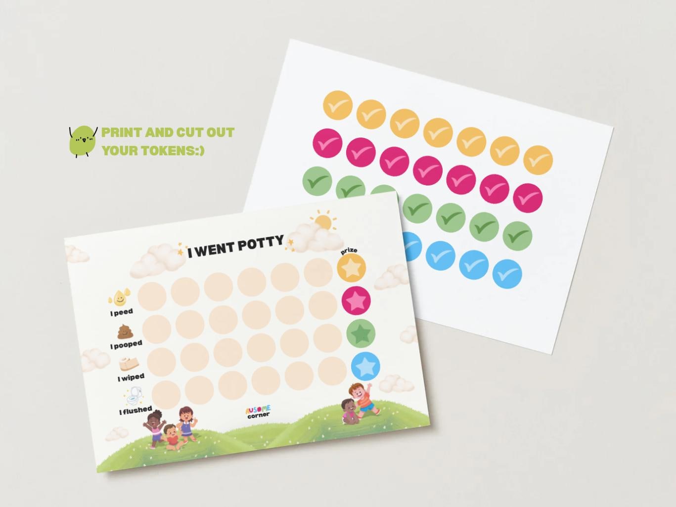 Toddler Potty Training Reward Chart, Sticker Tracker (printable PDF) - Etsy