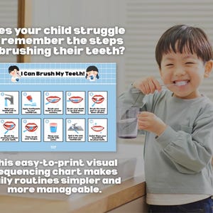 Tooth Brushing Visual Guide Sequencing Chart Life Skills Autism ...