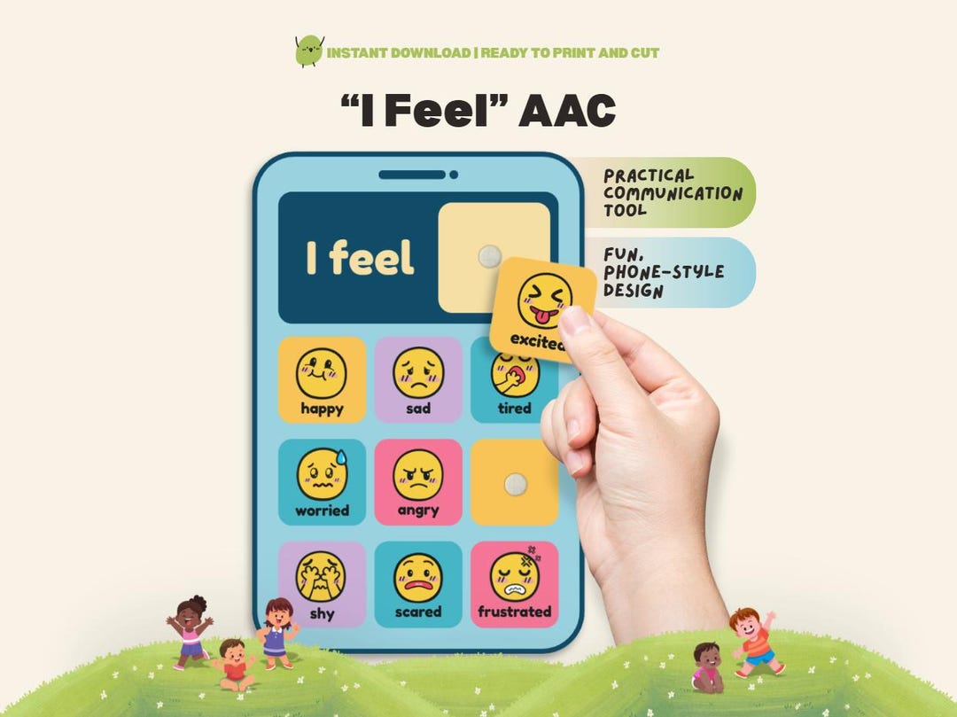 I Feel AAC Communication Board Phone-style Feelings Chart Nonverbal ...