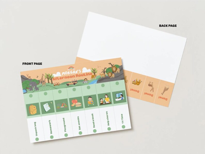 Safari Routine Chart Editable Flip Chart Toddler Morning Bedtime ...