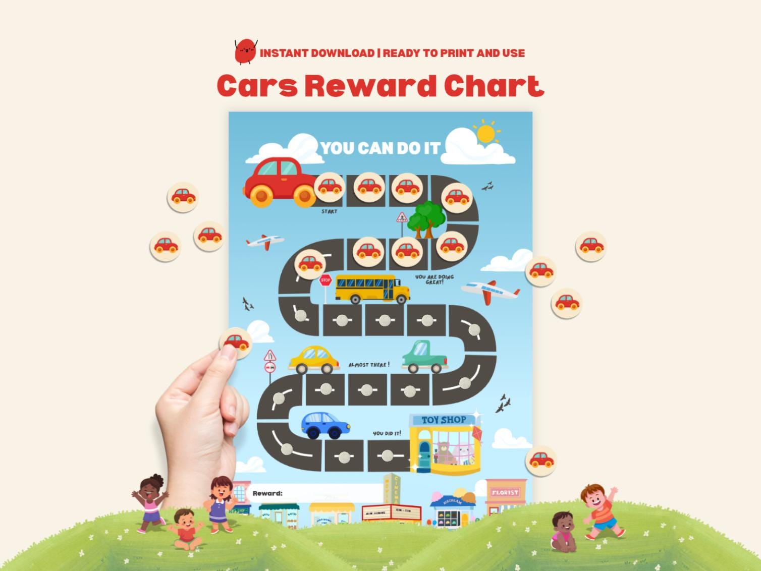 Cars Reward Chart for Toddlers Printable Town Community Chore Poster ...
