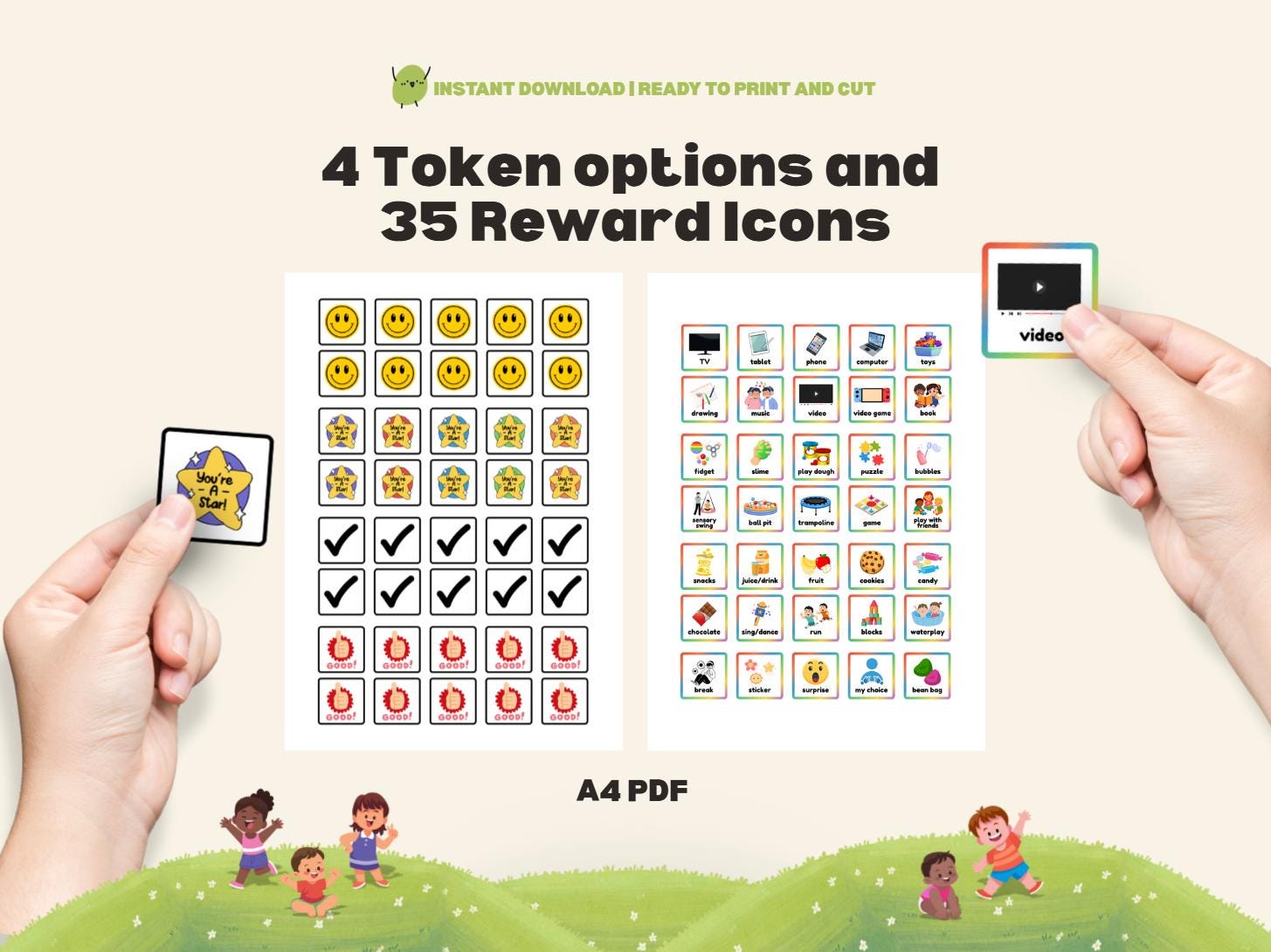 Printable Token Board Behavior Chart Kids Reward Chart ABA Therapy ...