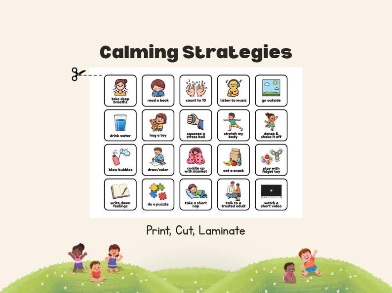 Break Time Visual Support Cards With Calming Strategy Icons Self ...