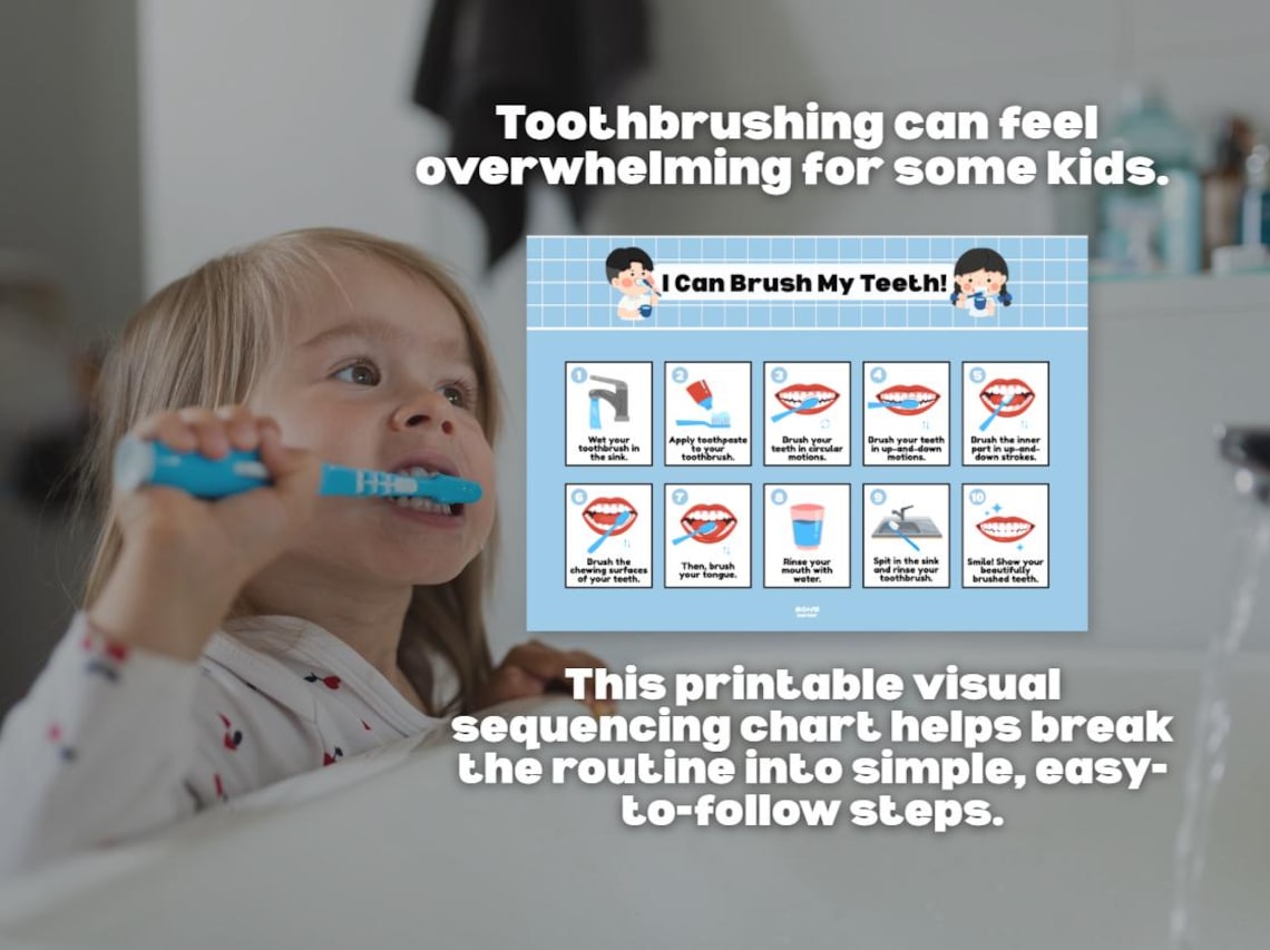 Tooth Brushing Visual Guide Sequencing Chart Life Skills Autism ...
