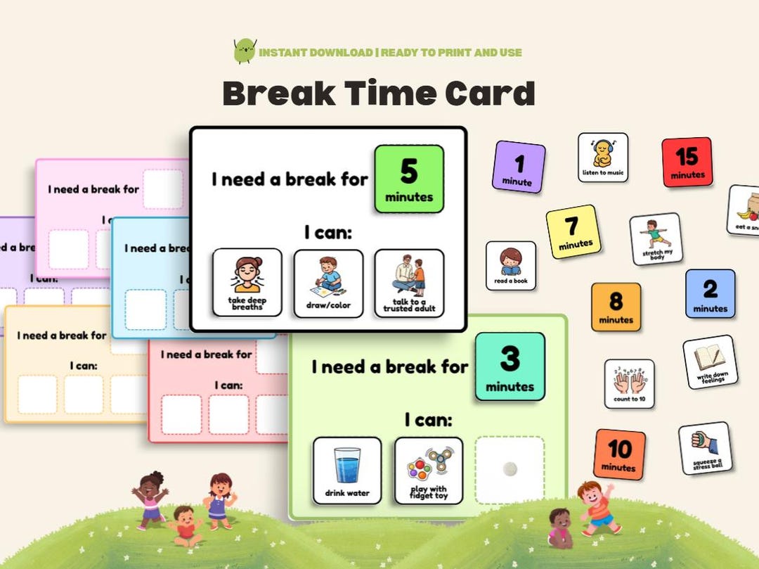 Break Time Visual Support Cards With Calming Strategy Icons Self ...