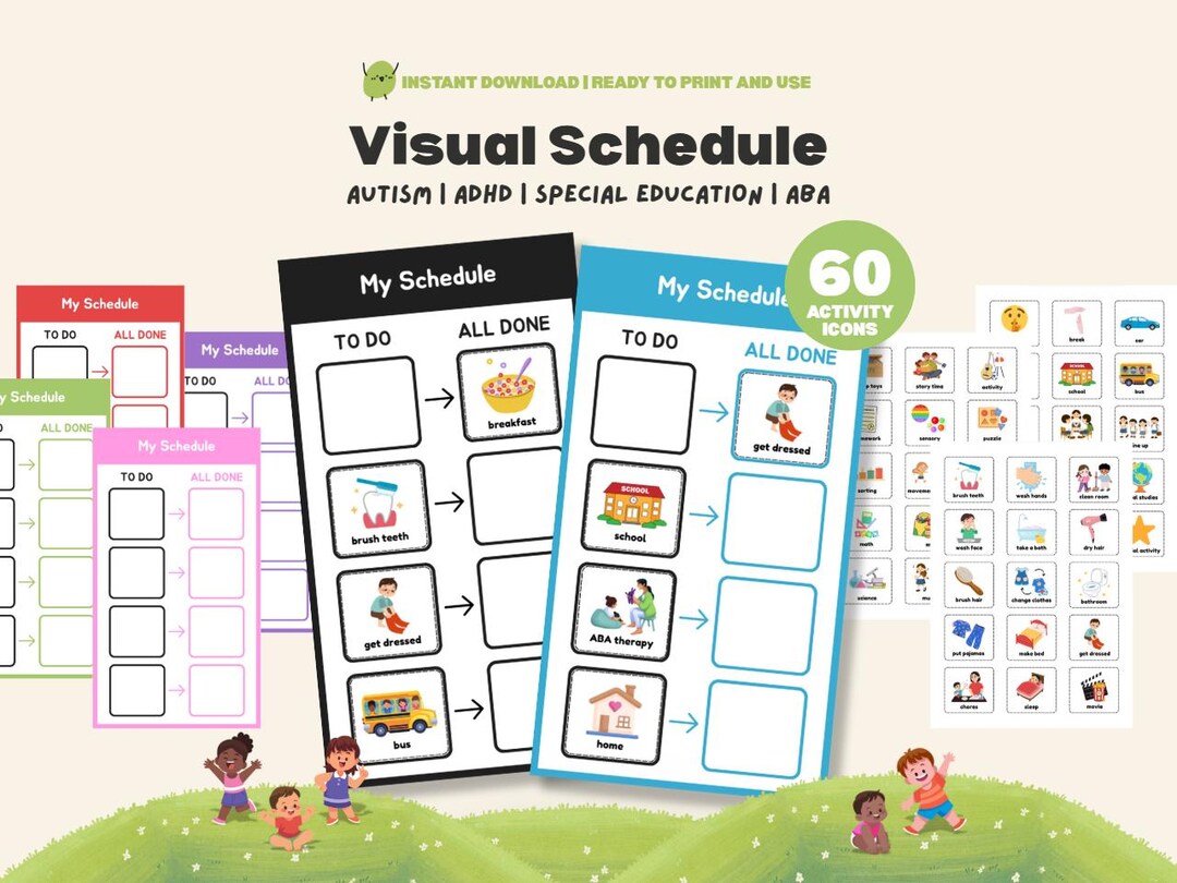 Visual Schedule With Activity Icons Autism Visual Aid ADHD Printable ...