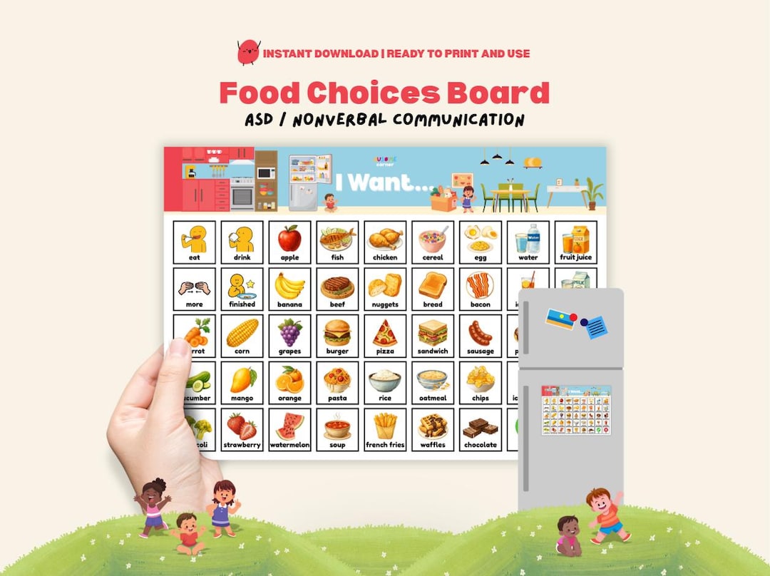 Food Choice Board Autism Pecs Meal Choice Chart Communication Kids ...
