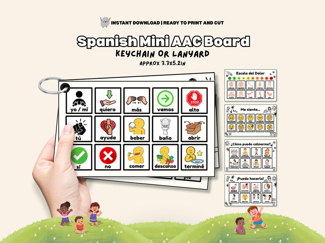 Spanish Mini AAC Core Board Kids Travel Printable AAC Chart Autism ...