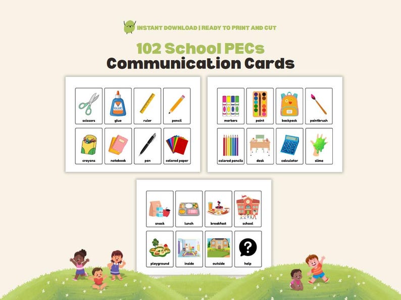 102 School Pecs Nonverbal Communication Cards Autism Visual Aid ...