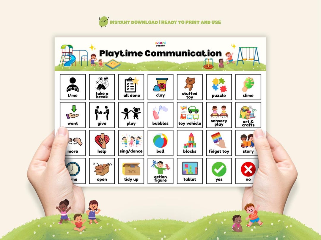 Playtime Communication Board Kids Printable Core Communication Board ...