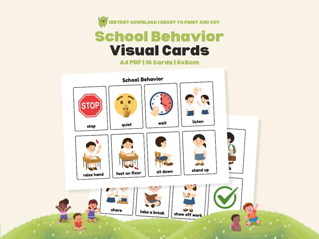 School Behavior Communication Cards Autism Pecs Behavior Flashcards ...