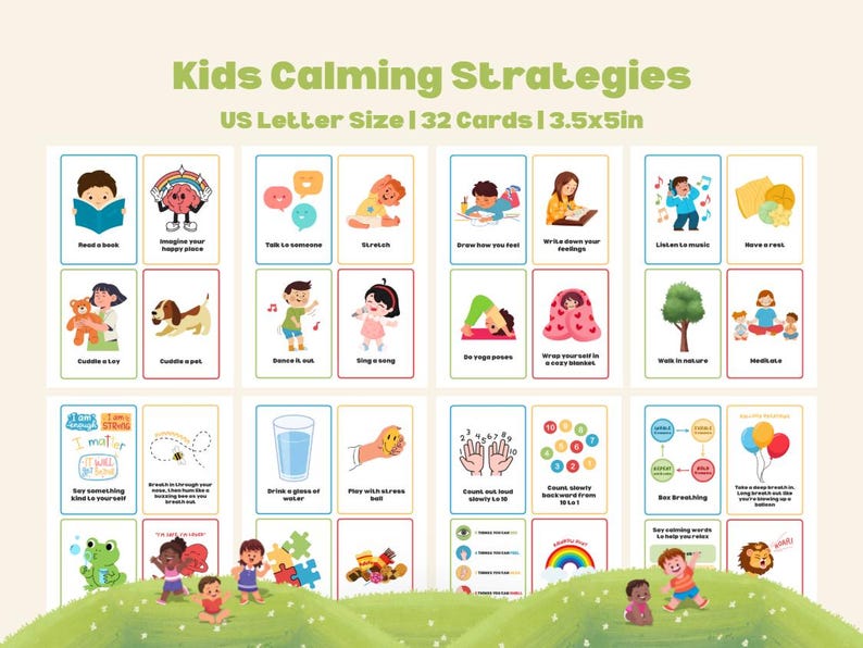 Coping Skills Cards Kids Grounding Techniques ADHD Self-regulation ...