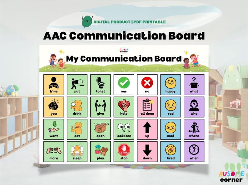 My Core Communication Board for Basic Needs Kids Printable ...