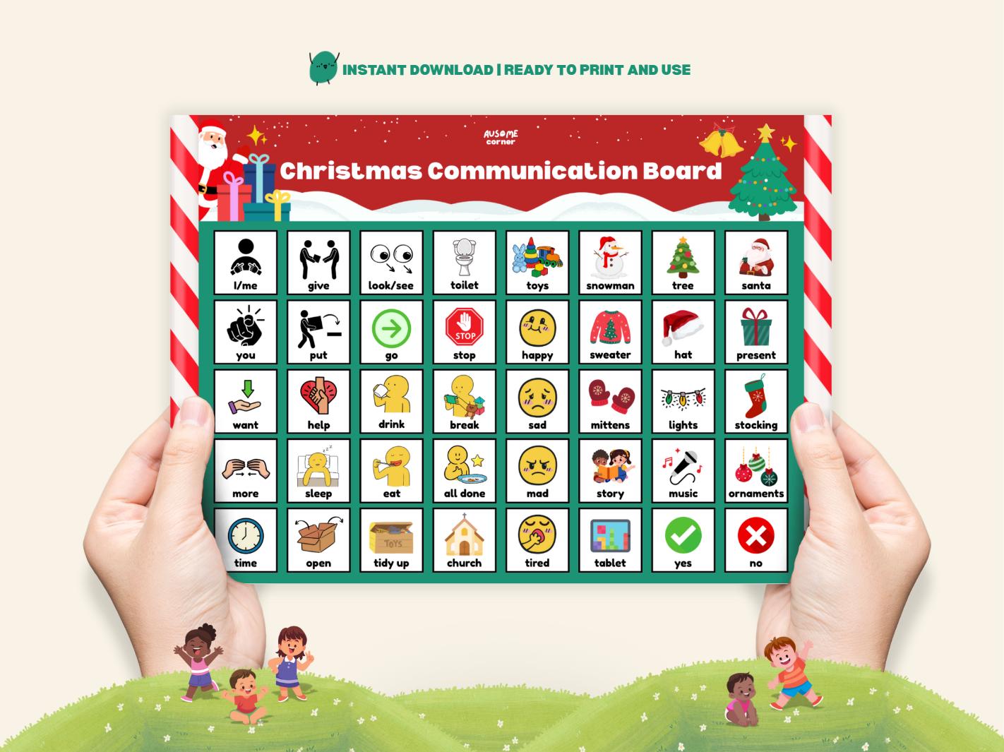 Christmas Core Communication Board for Basic Needs Kids Printable ...