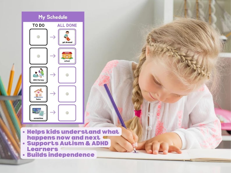Visual Schedule With Activity Icons - 5 Routine Slots - Autism ADHD ...