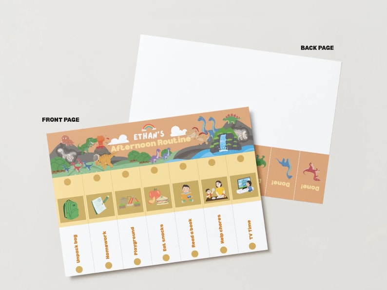 Dinosaurs Routine Chart Editable Flip Chart Toddler Morning Bedtime ...