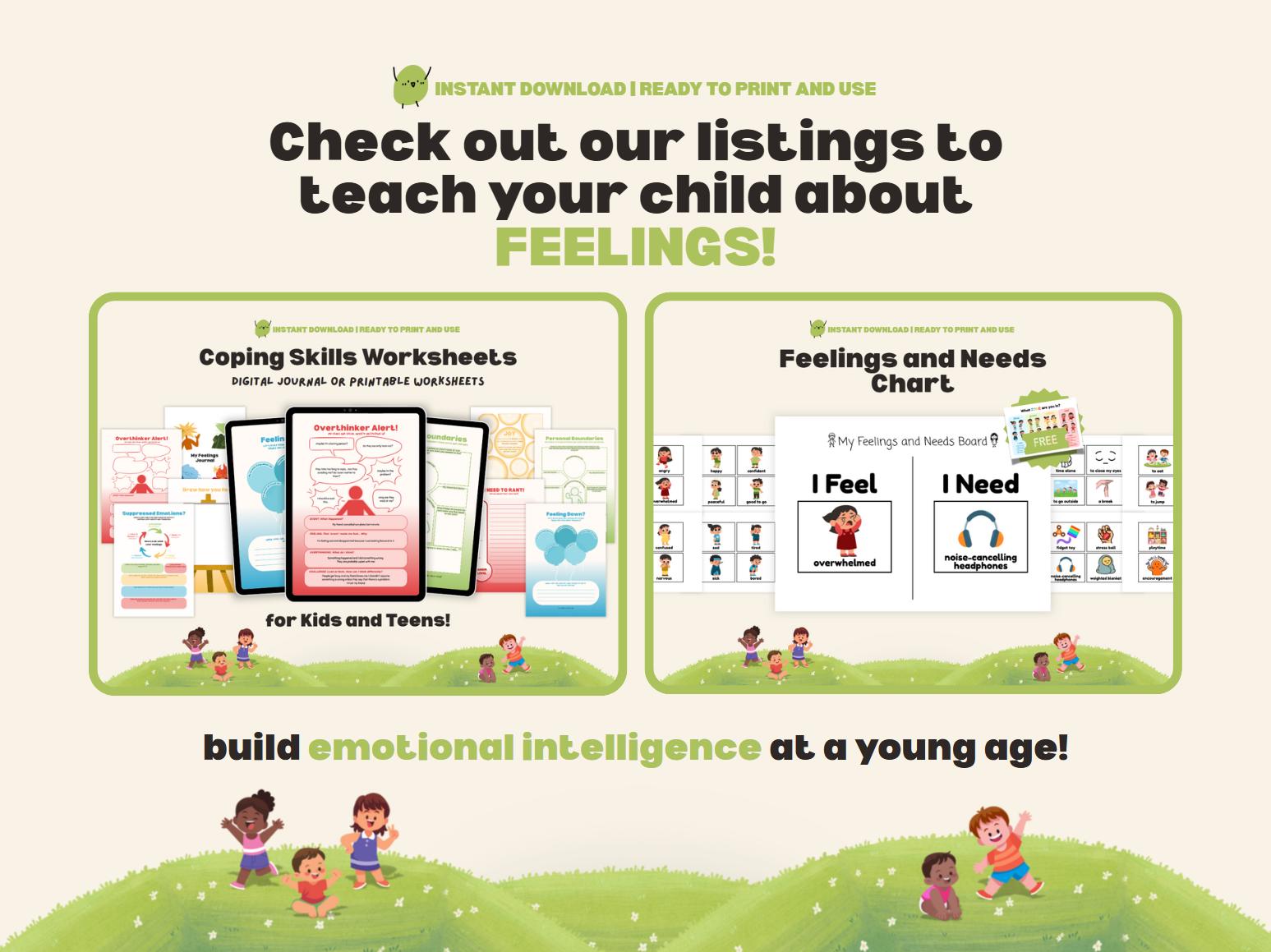 Coping Skills Cards Kids Grounding Techniques ADHD Self-regulation ...