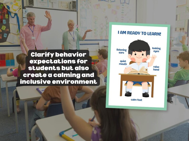 Classroom Behavior Rules Poster Special Education Expectations Visuals ...