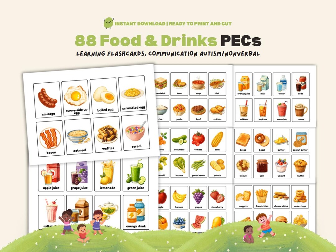 88 Food Pecs Communication Cards Autism Communication Icons Nonverbal ...