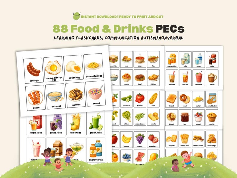 88 Food Pecs Communication Cards Autism Communication Icons Nonverbal ...