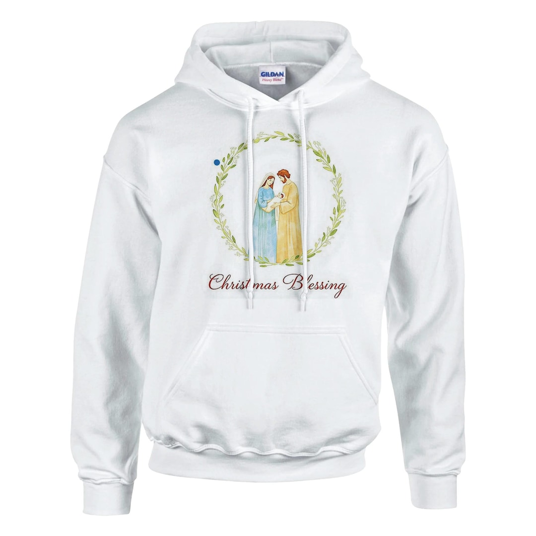 Christmas Blessing Hoodie – Holy Family Watercolor, Christian Faith ...