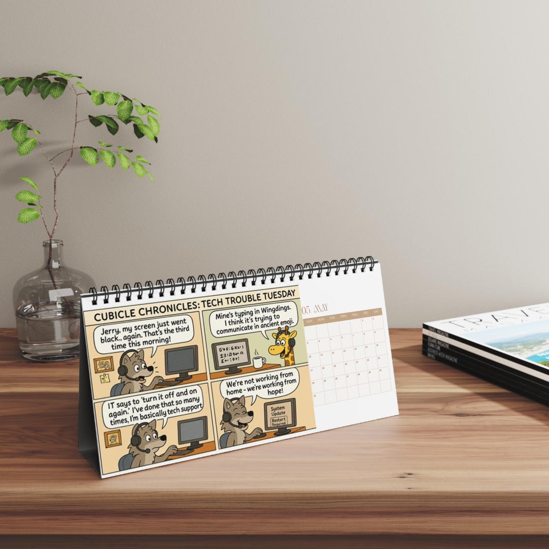 2026 Cubicle Chronicles Desk Calendar: Terry the Wolf & Jerry the Giraffe - Etsy