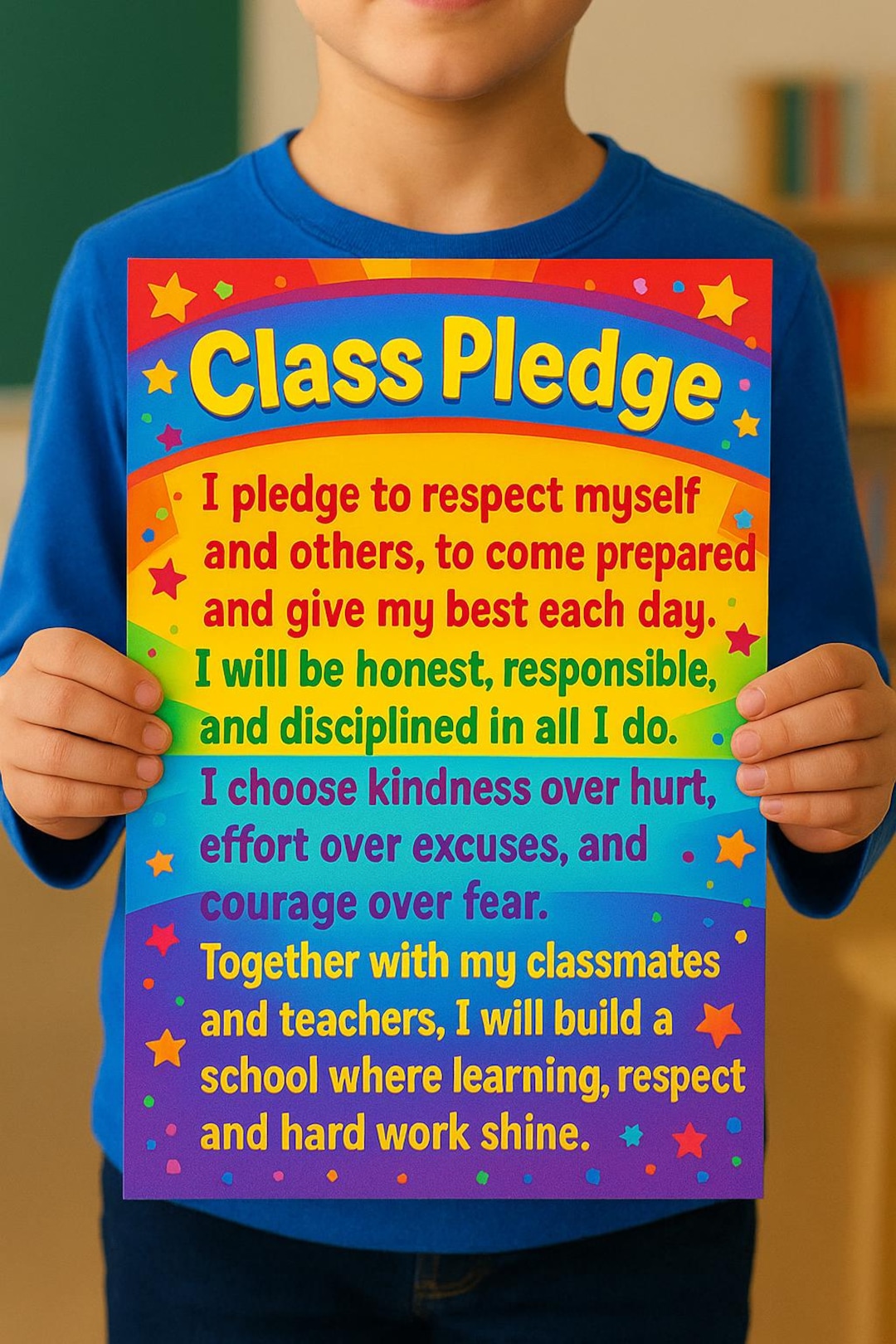Class Pledge Poster | Printable Classroom Rules | Colorful Classroom ...