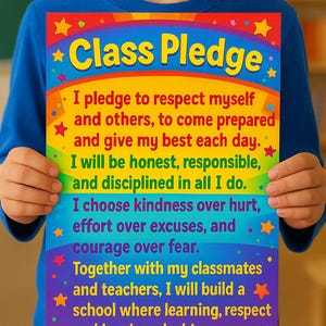 Class Pledge Poster | Printable Classroom Rules | Colorful Classroom ...