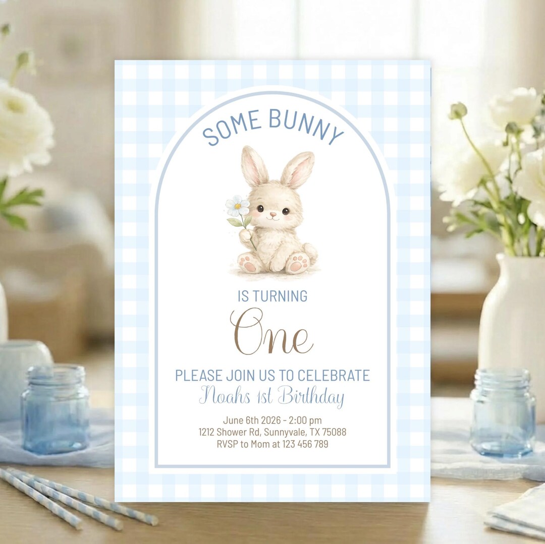 Some Bunny is Turning One Invitation, Bunny 1st Birthday Invite ...