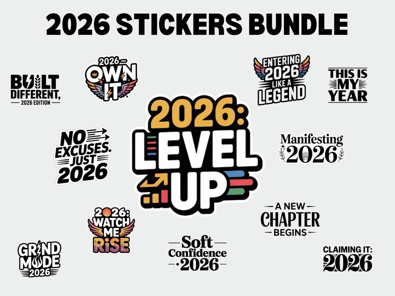 2026 New Year Sticker Bundle | Ai-generated Digital Stickers for ...