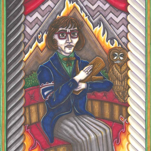 Ferret Art Print White Stoat Hierophant Tarot Card Pet | Etsy