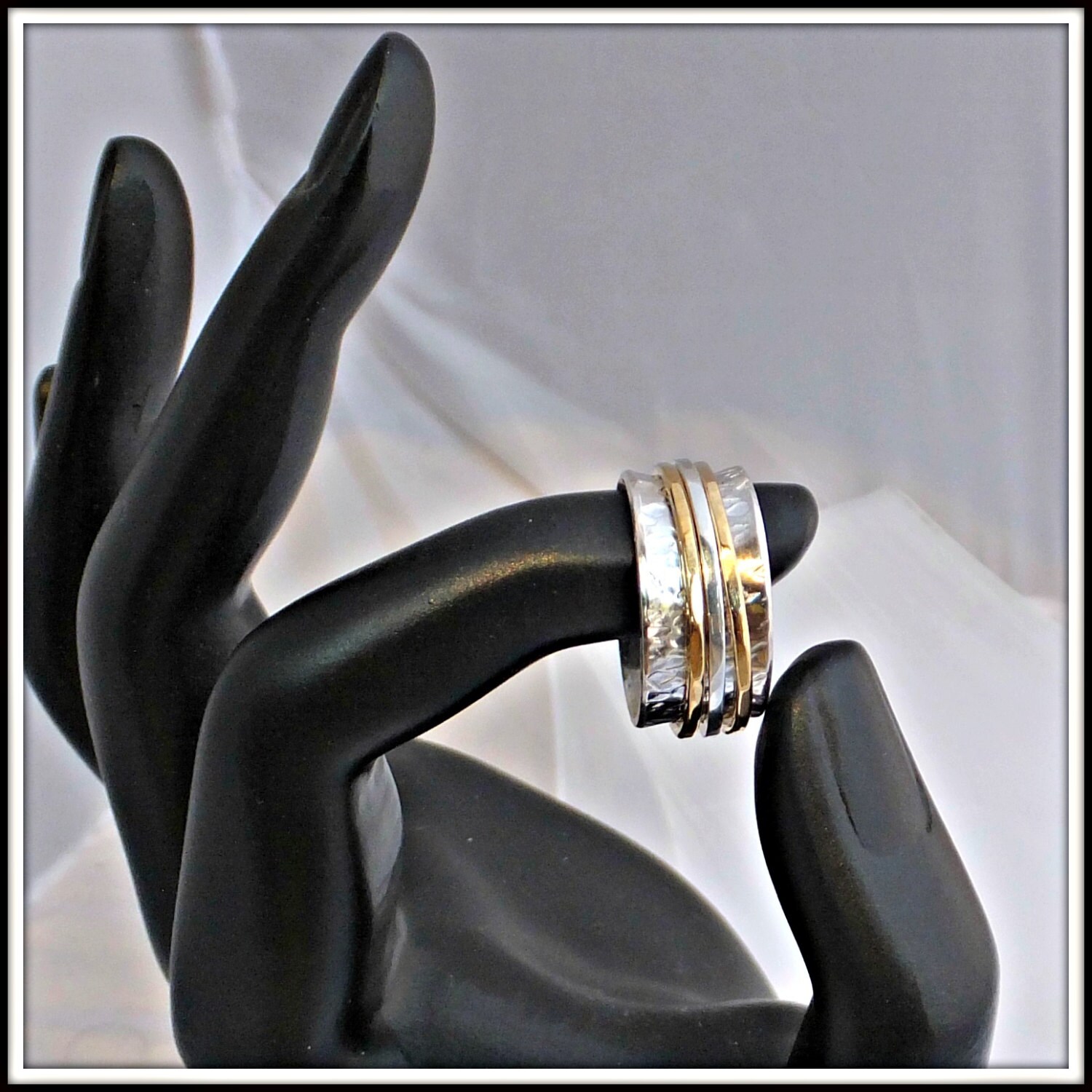 Meditation 3 Spinners Ring Artisan Designer Sterling Silver - Etsy Canada