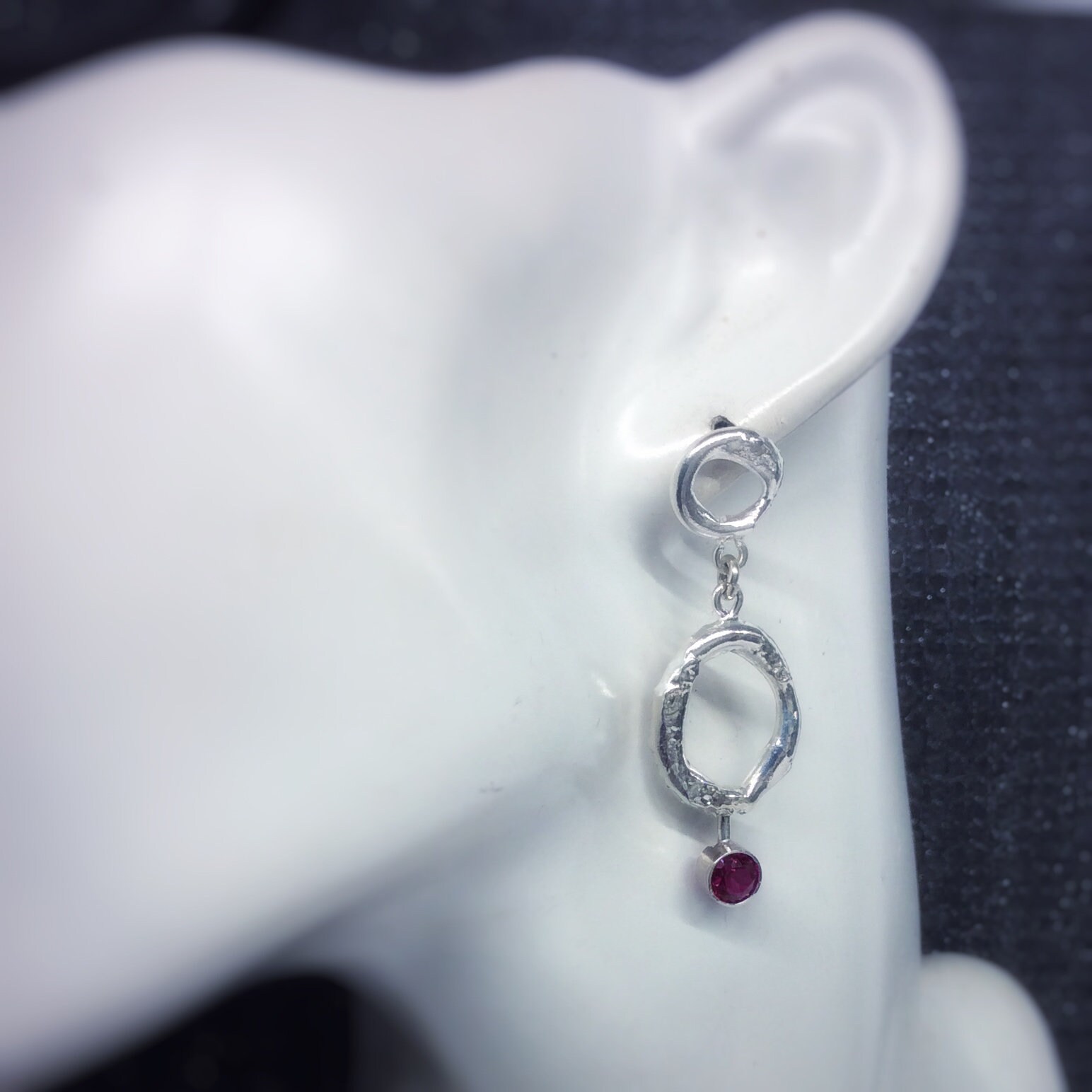 Earrings Fine Silver Earrings Lab Ruby earrings Asymetric | Etsy