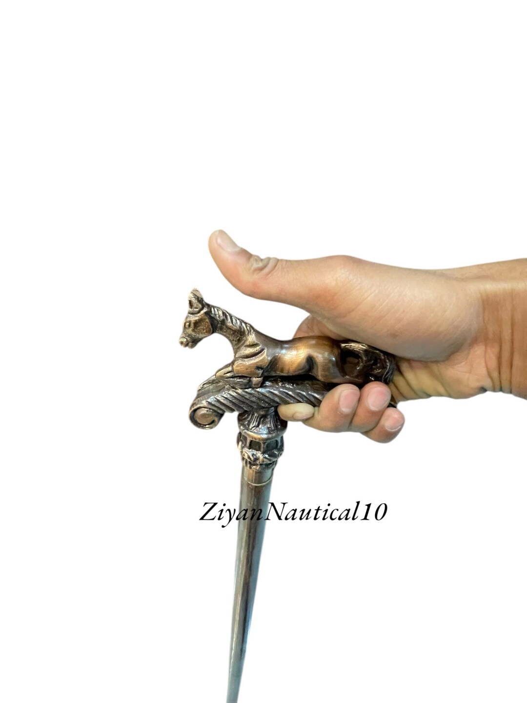 Handmade Brass Horse Handle Walking Cane - 36 Inch Wooden Stick - Etsy