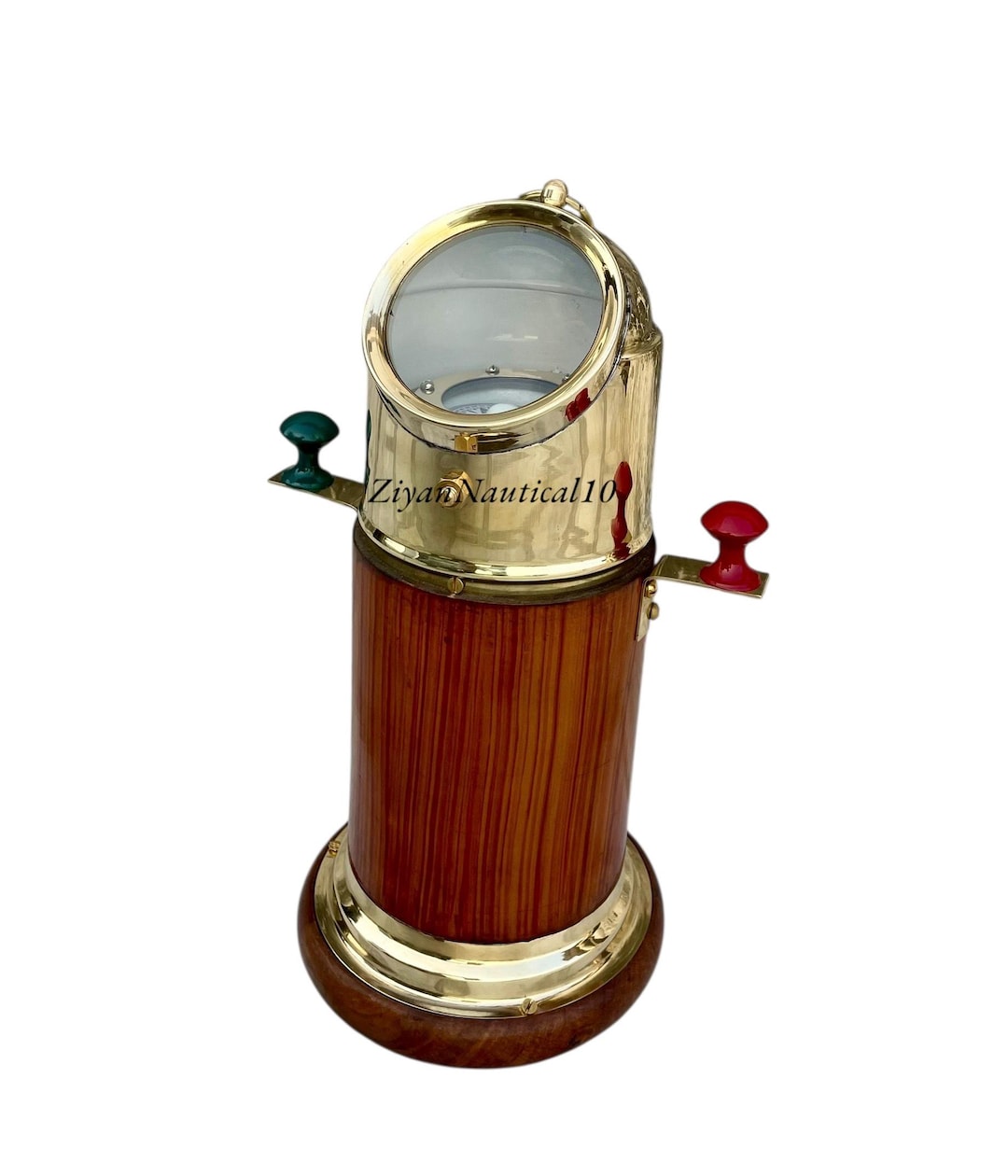 Nautical Ship Binnacle Compass, Solid Brass & Wood, Maritime Navigation ...